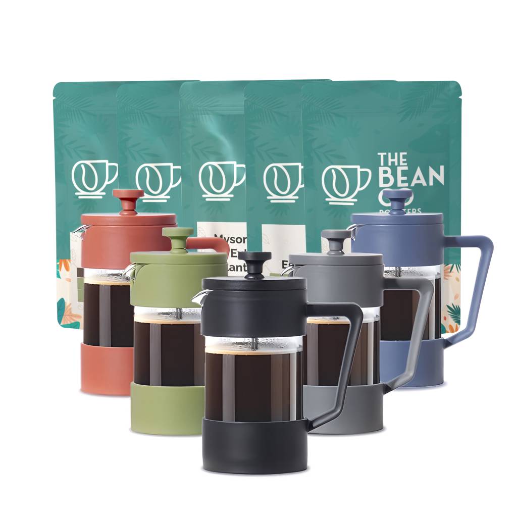 Premium Roasted Coffee with 600ml Color French Press Brewing Combo ...